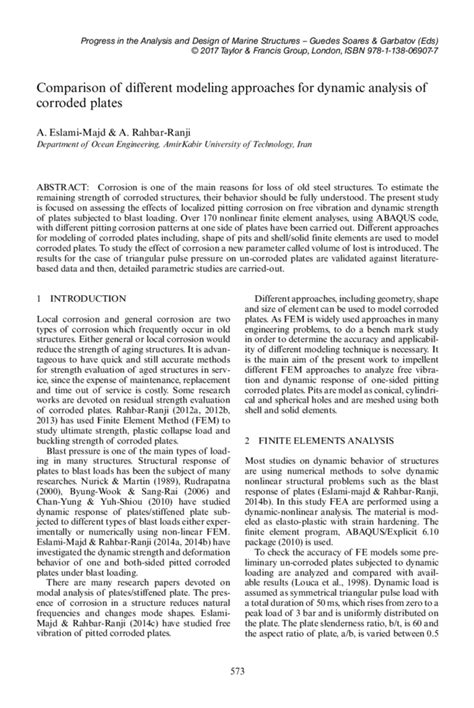 Pdf Comparison Of Different Modeling Approaches For Dynamic Analysis Of Corroded Plates