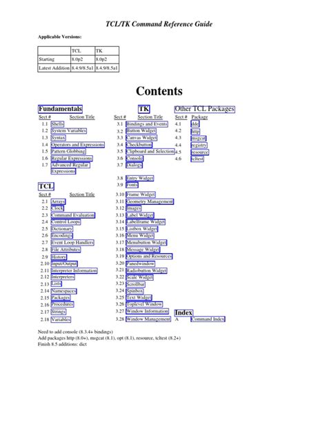 Tcl Tk Reference Guide Pdf Pdf Command Line Interface Regular