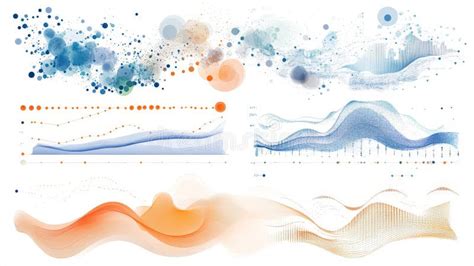 Abstract Data Visualization Art With Flowing Blue And Orange Graphs