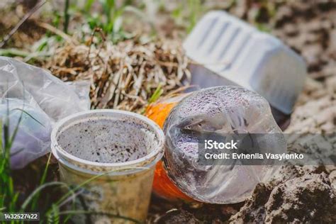 플라스틱 병과 음식물 쓰레기 숲의 쓰레기와 쓰레기 환경 오염 개념 생태 문제 재앙 생태 시스템의 파괴 0명에 대한 스톡 사진 및 기타 이미지 Istock