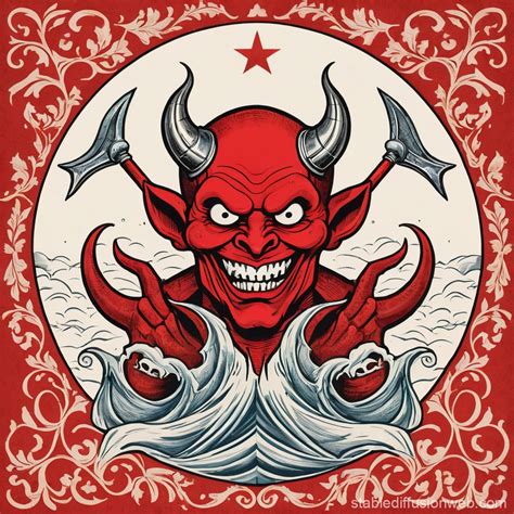 Retro Devil With Trident Stable Diffusion Online
