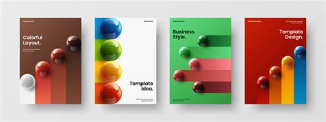 간단한 팜플렛 A4 디자인 벡터 일러스트 레이션 구성 다채로운 3d 공 회사 커버 컨셉 번들 A4 용지에 대한 스톡 벡터 아트 및 기타 이미지 Istock