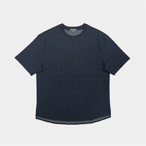 시어서커 글렌 체크 티셔츠 네이비 감도 깊은 취향 셀렉트샵 29cm