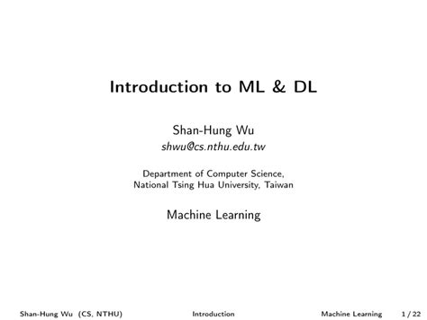 PPT Introduction To ML DL Shan Hung Wu Shwu Cs Nthu Edu Tw PowerPoint Presentation