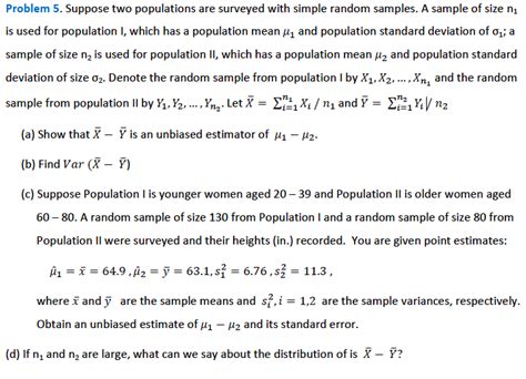 Solved Suppose Two Populations Are Surveyed With Simple