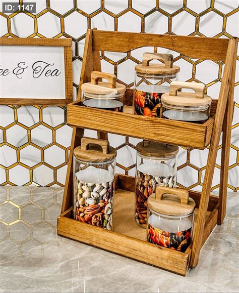 ستاند منظم طبقتين خشب بني