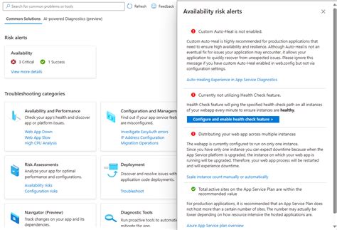 진단 도구를 사용하여 문제 해결 Azure App Service Microsoft Learn