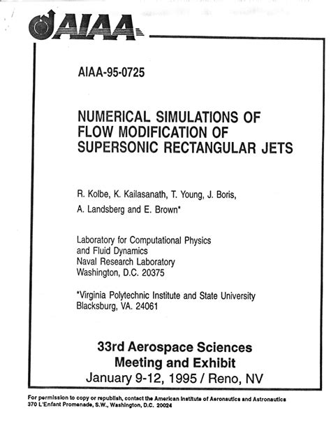 Pdf Numerical Simulation Of Flow Modifications Of Supersonicrectangular Jet