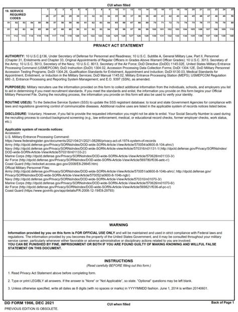 Dd Form 1966 Record Of Military Processing Armed Forces Of The United States Dd Forms