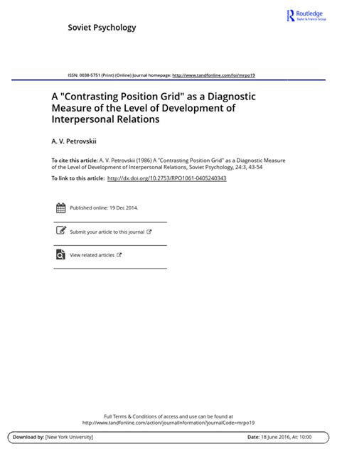 1986 A Contrasting Position Grid As A Diagnostic Measure Of The Level Of Development Of