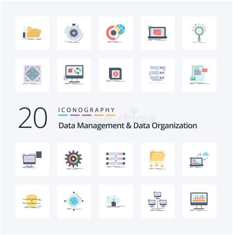 20 Data Management and Data Organization Flat Color Icon Pack Like Files Backup Process Data ...