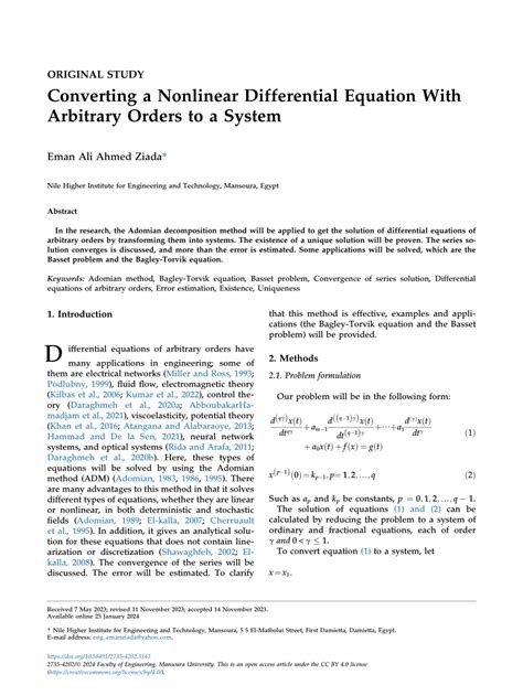 Pdf Converting A Nonlinear Differential Equation With Arbitrary