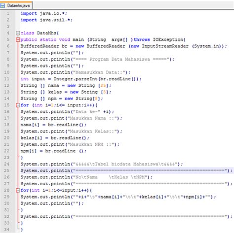 Contoh Pembuatan Data Mhs Menggunakan Array Pada Java ~ Make Up Ur Mind
