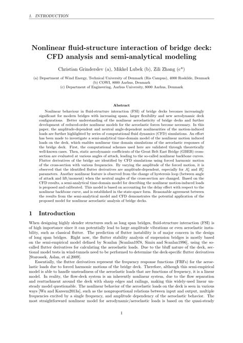 Pdf Nonlinear Fluid Structure Interaction Of Bridge Deck Cfd