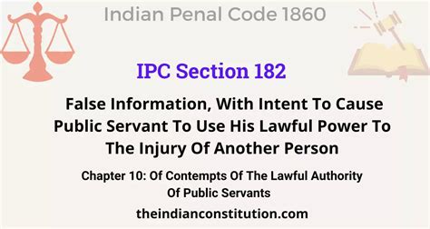 Ipc Section 182 False Information With Intent To Cause Public Servant