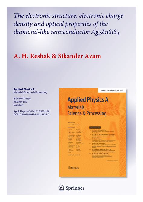 Pdf The Electronic Structure Electronic Charge Density And Optical