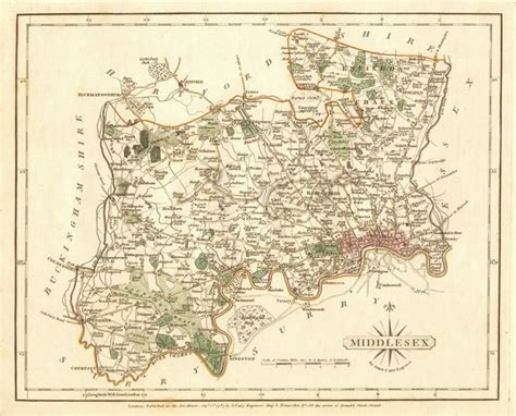 Antique County Map Of Middlesex By John Cary Original Outline Colour 1787 £31 99 Picclick Uk