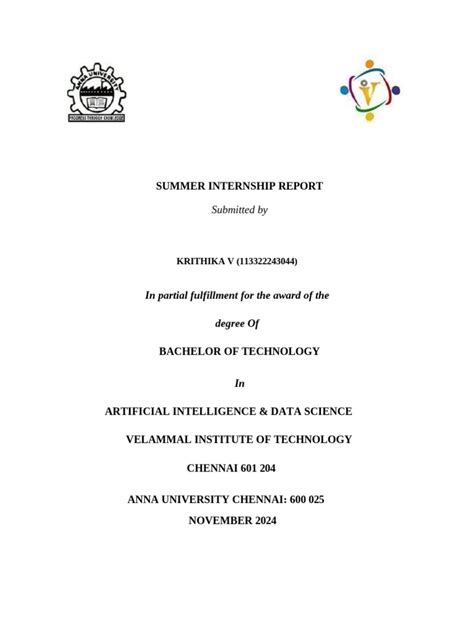 Krithika 113322243044 Internship Report Pdf Databases Python