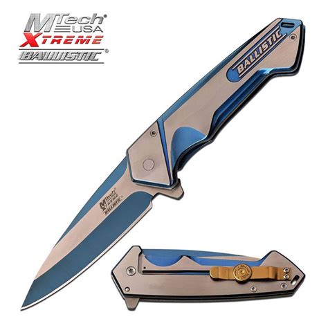 Mtech Usa Xtreme Ballistic Spring Assisted Blue Ti And Satin
