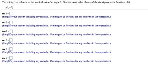 solved the point given below is on the terminal side of an