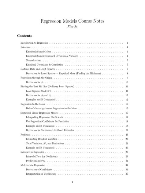 Regression Models Course Notes Pdf Linear Regression Regression Analysis