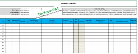 Raid Log Template Excel Download Free Project Management Templates