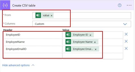 convert csv to excel in power automate
