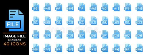 Set File Type In Gradient Fill Style   Tif Bmp Psd Files Extension Icon Vector