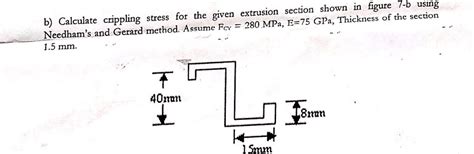 Solved B Calculate Crippling Stress For The Given Extrusion