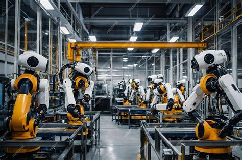 Smart Factory Robots Coordinating Realtime Manufacturing Tasks Premium Ai Generated Image