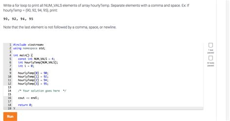 solved write a for loop to print all num vals elements of