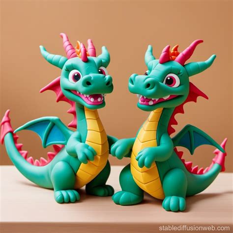 Two Headed Cute Dragon Illustration Stable Diffusion Online