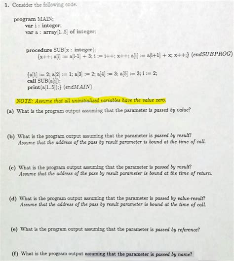 Solved Consider The Following Codeprogram Manvar I