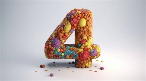 다채로운 뿌리 숫자 무지개 빛깔의 숫자 4의 3d 그림 뿌리다 파란 색종이 조각 파티 색종이 배경 일러스트 및 사진 무료