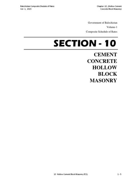 Chapter 10 Hollow Cement Concreate Block Mansonry Pdf Mortar