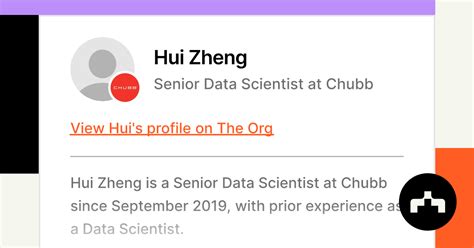 Hui Zheng Senior Data Scientist At Chubb The Org