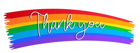 흰색 바탕에 그림자가 있는 필기체 단어 감사합니다 프라이드 Lgbt 색상 프리미엄 벡터