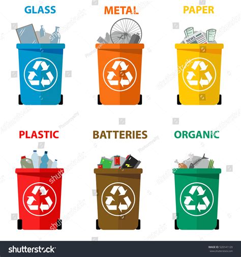 다양한 색 재활용 쓰레기통 벡터 그림 스톡 벡터로열티 프리 520141120 Shutterstock