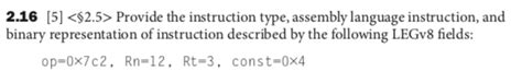 solved 2 16 [5] provide the instruction type