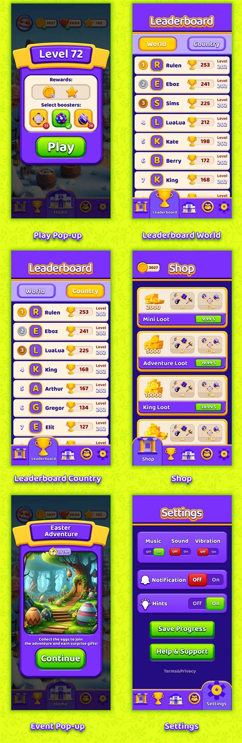 Match 3 Game Uiux Project Elven Wonders Behance