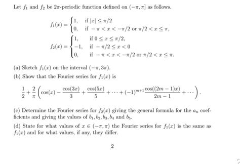 Solved Let f and f be π periodic function defined on Chegg com