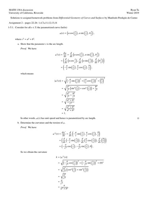 differential geometry of curves and surfaces by manfredo perdigão do carmo homework2 pdf