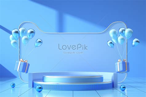 블루 미니멀리스트 부스 배경 사진 및 창의적인 일러스트 무료 다운로드 Lovepik