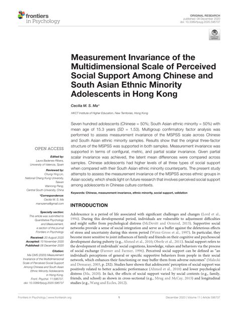 Pdf Measurement Invariance Of The Multidimensional Scale Of Perceived