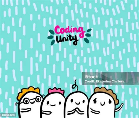 Coding Unity Tangan Digambar Ilustrasi Vektor Dalam Gaya Kartun Ilustrasi Stok Unduh Gambar