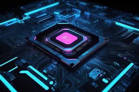 premium ai image 3d rendering technology background microchip