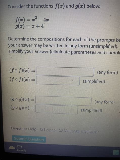 Solved Let F X X 2 4x G X X 4 Find F O F X Chegg Com