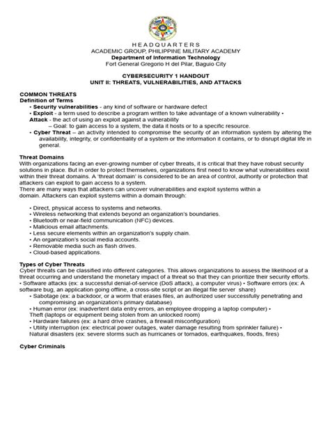 Unit 2 Handout Pdf Computer Virus Malware