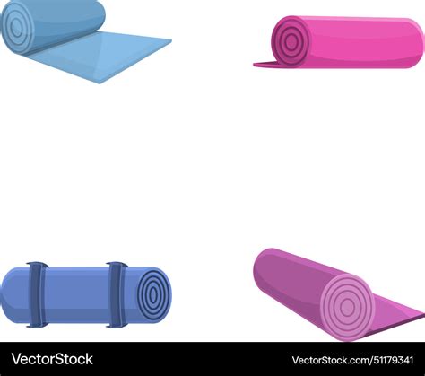 Training Mat Icons Set Cartoon Various Royalty Free Vector