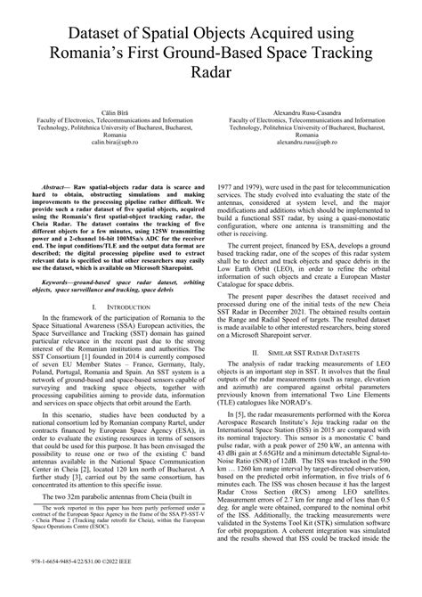 Pdf Dataset Of Spatial Objects Acquired Using Romanias First Ground
